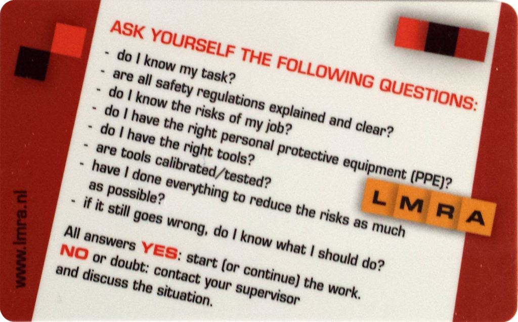 Last Minute Risk Analysis – English – set of 10 pieces – LMRA